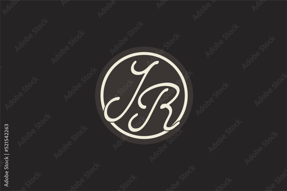 Initial letter JR monogram logo with simple and creative cirle line ...