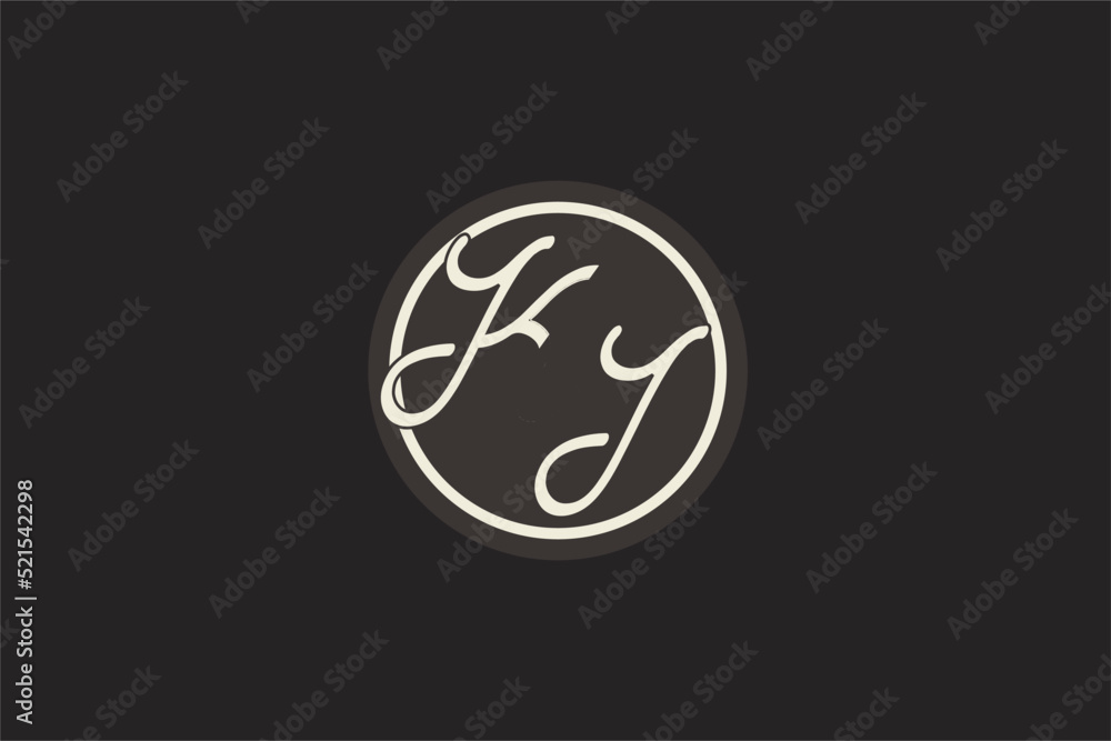 Initial letter KI monogram logo with simple and creative cirle line ...