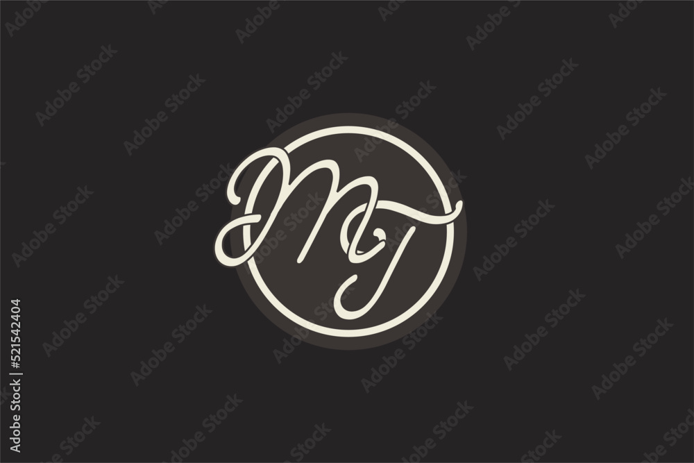 Initial letter MT monogram logo with simple and creative cirle line ...