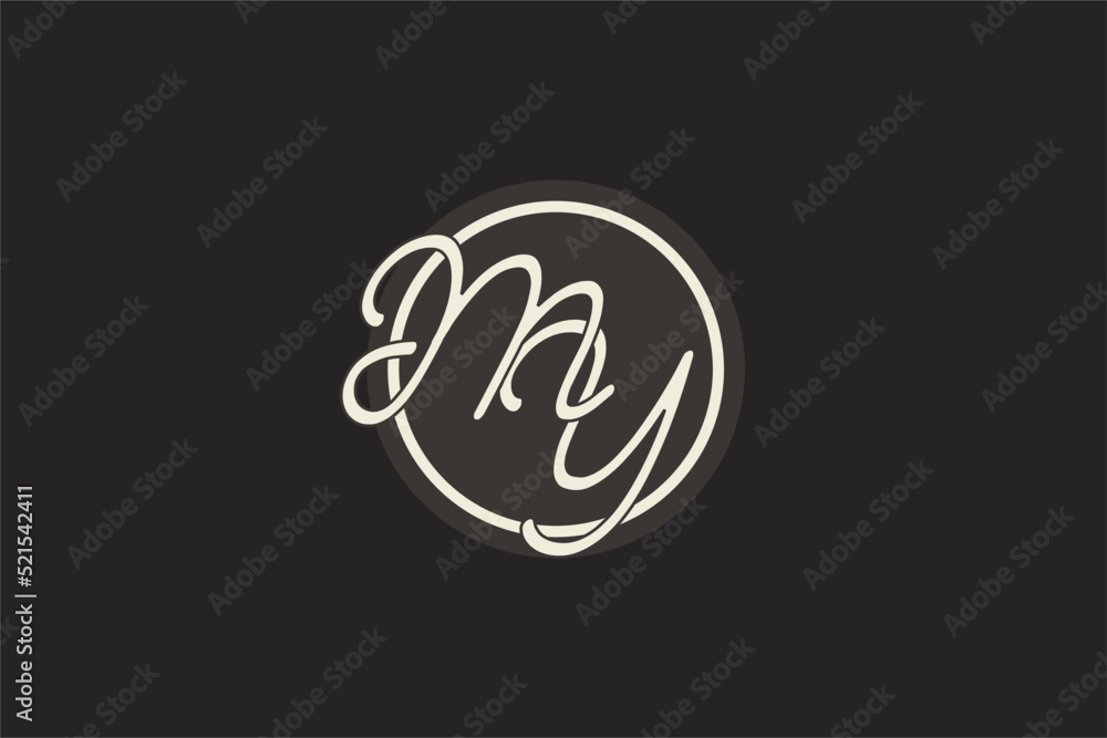 Initial letter MY monogram logo with simple and creative cirle line ...