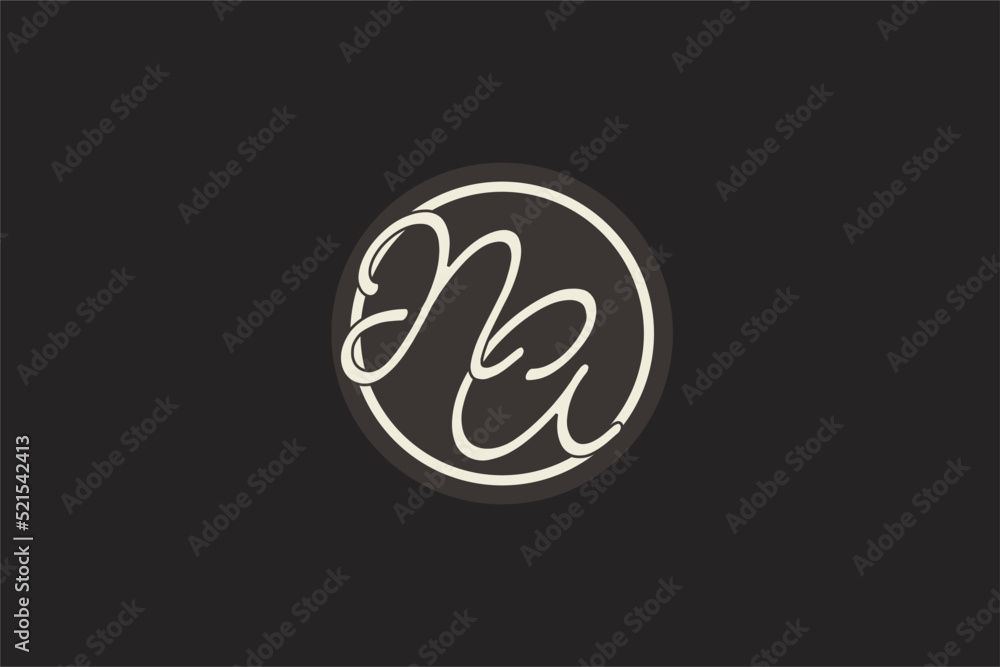 Initial letter NA monogram logo with simple and creative cirle line ...
