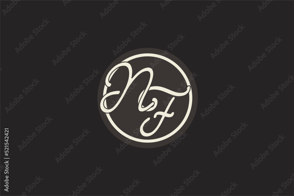 Initial letter NF monogram logo with simple and creative cirle line ...