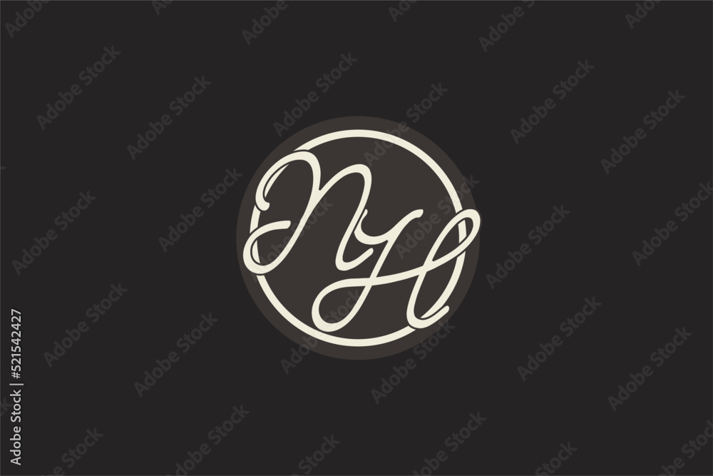 Initial letter NH monogram logo with simple and creative cirle line ...