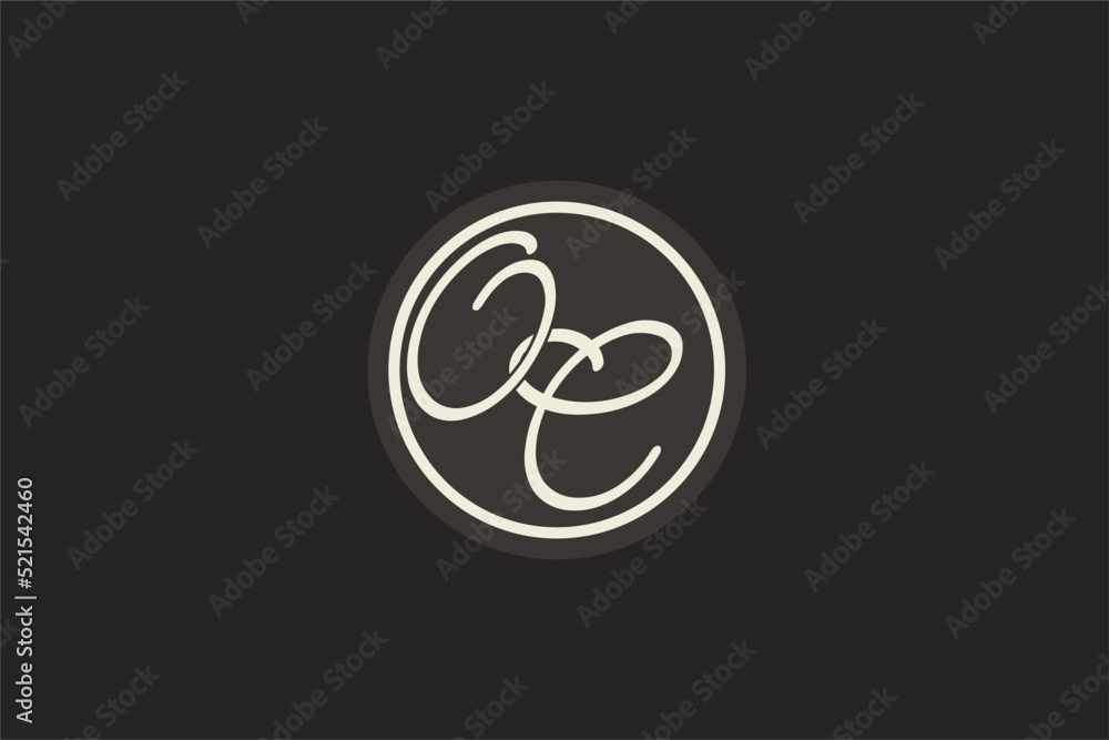 Initial letter OC monogram logo with simple and creative cirle line ...