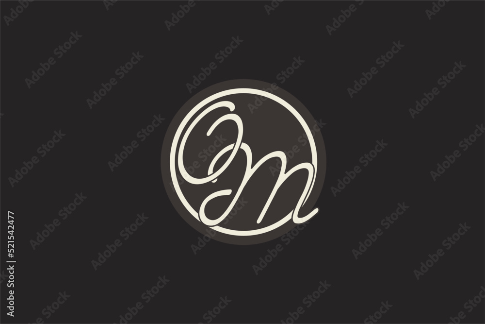 Initial letter OM monogram logo with simple and creative cirle line ...
