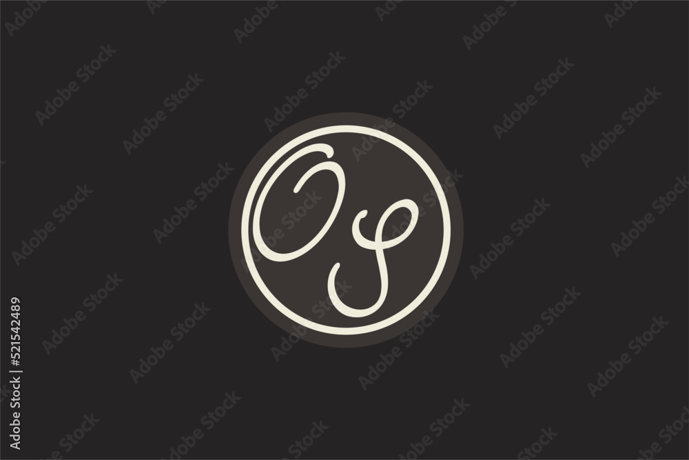 Vetor de Initial letter OS monogram logo with simple and creative cirle ...