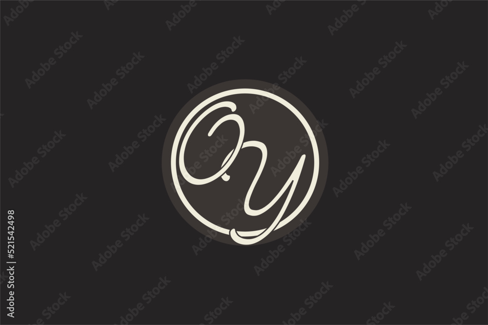 Initial letter OY monogram logo with simple and creative cirle line ...