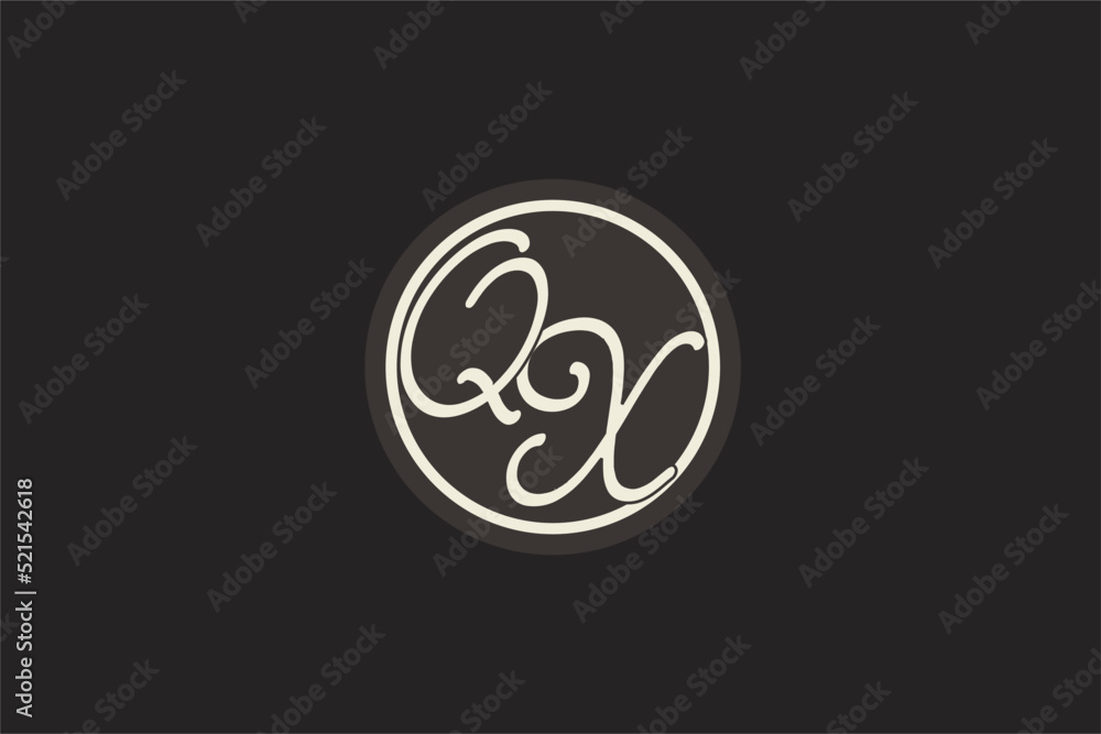 Initial letter QX monogram logo with simple and creative cirle line ...