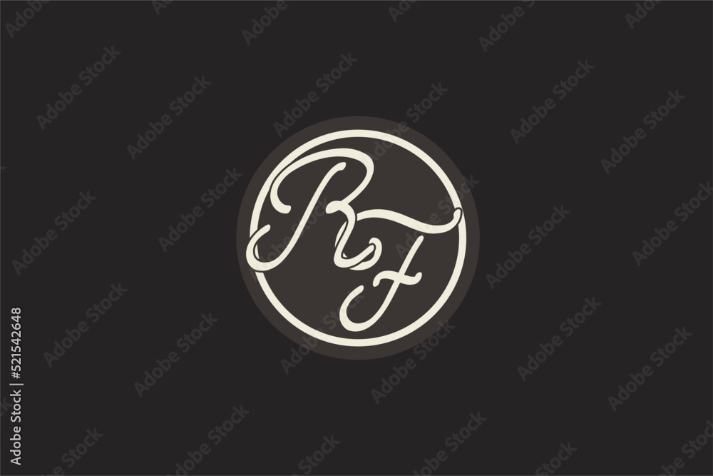 Initial letter RF monogram logo with simple and creative cirle line ...