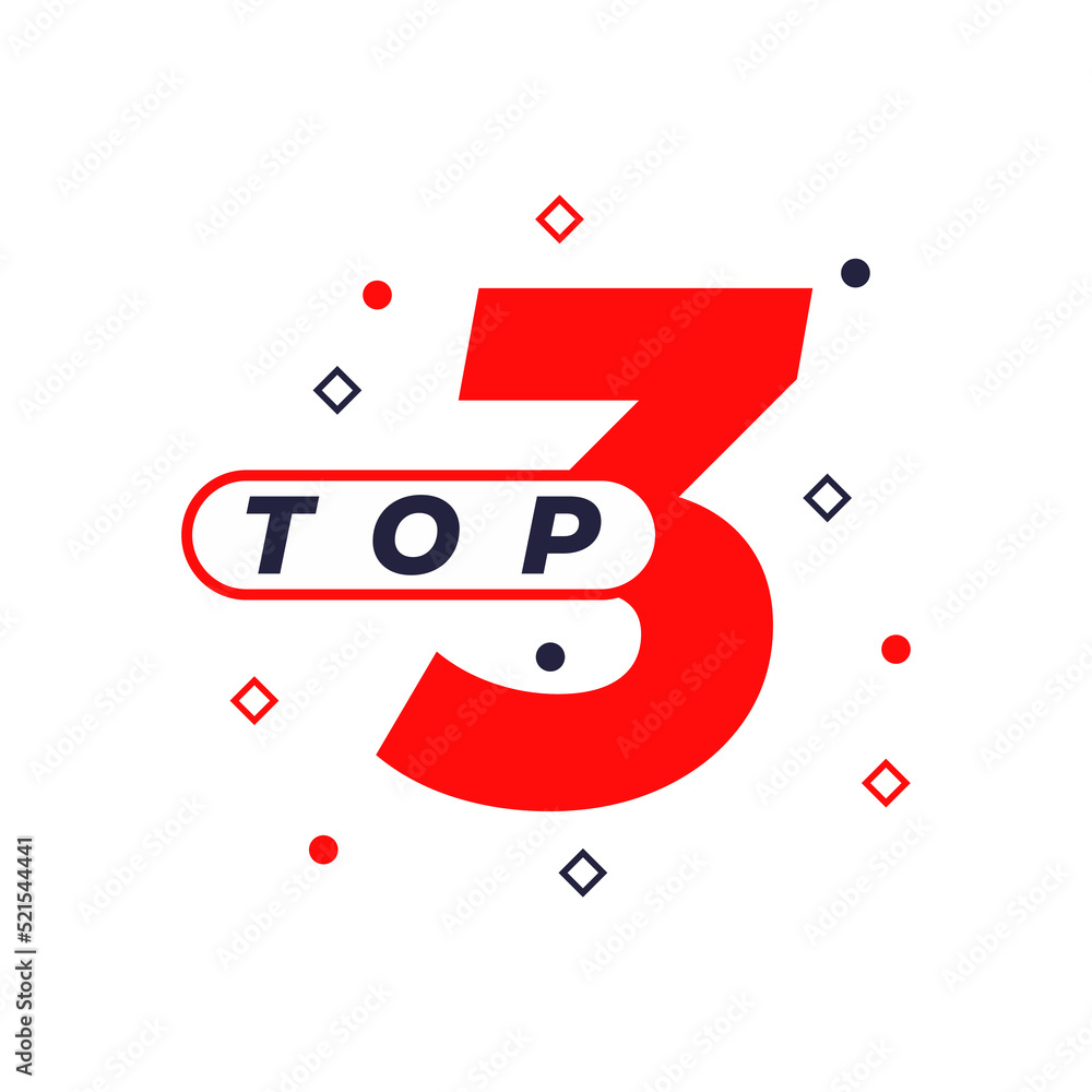 Top 3 vector icon. Symbol, sticker, special offer label, advertising ...