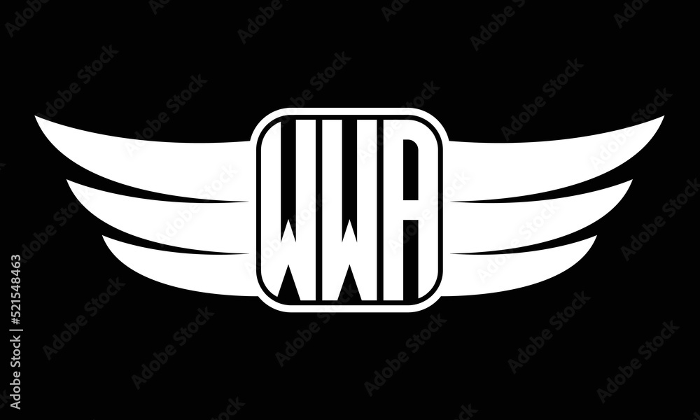 WWA three-letter Wing logo design. flying Vector template Stock Vector ...
