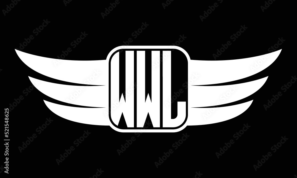WWL three-letter Wing logo design. flying Vector template Stock Vector ...