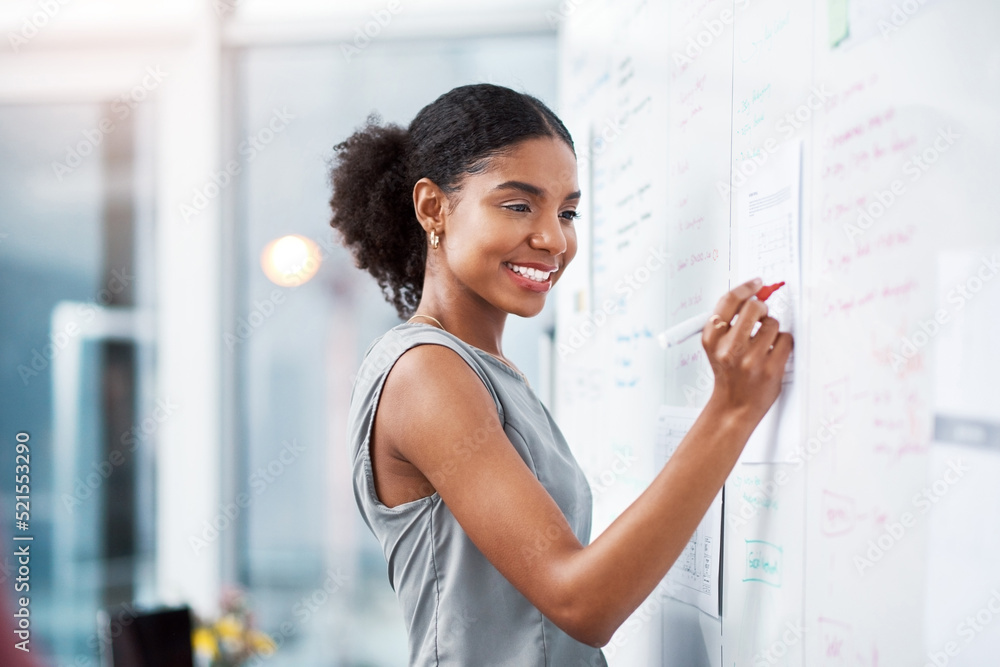 Businesswoman and project manager planning a marketing strategy and ...