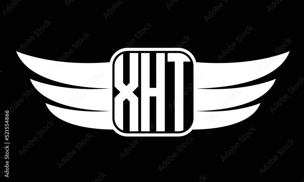 XHT three-letter Wing logo design. flying Vector template Stock Vector ...