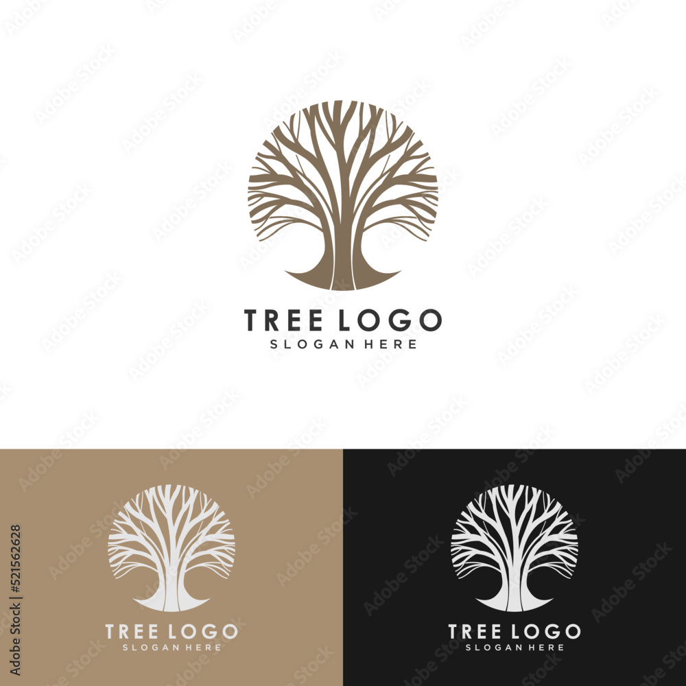 Abstract vibrant tree logo design, root vector - Tree of life logo ...
