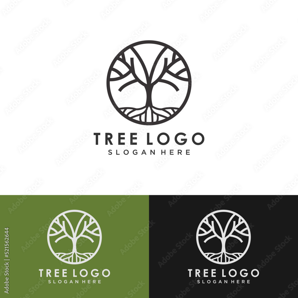 Abstract vibrant tree logo design, root vector - Tree of life logo ...