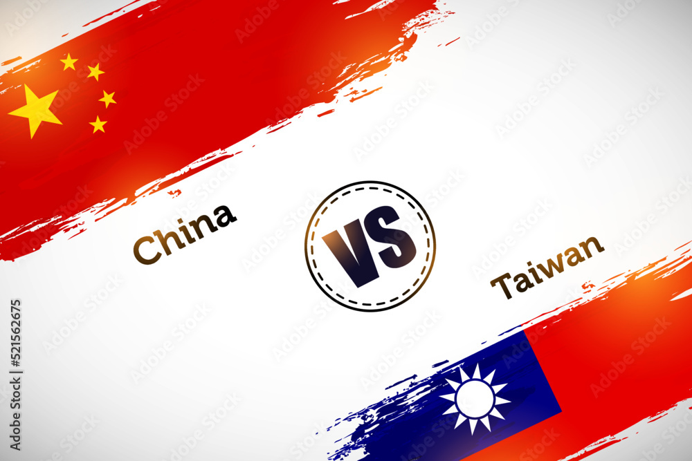 China vs Taiwan countries brush flags concept poster design in modern ...