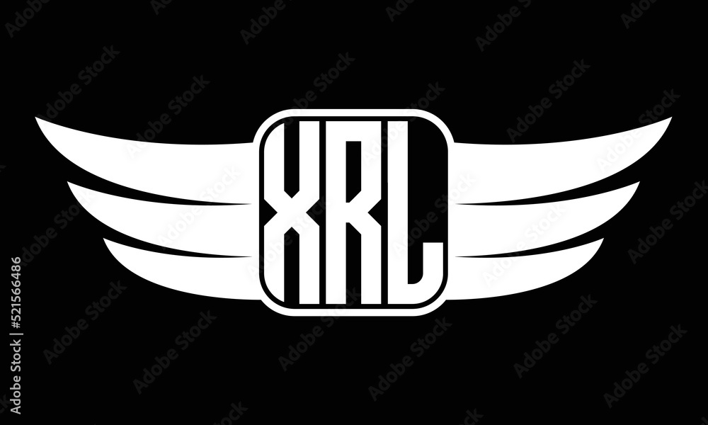 XRL three letter Wing logo design. flying Vector template Stock Vector ...