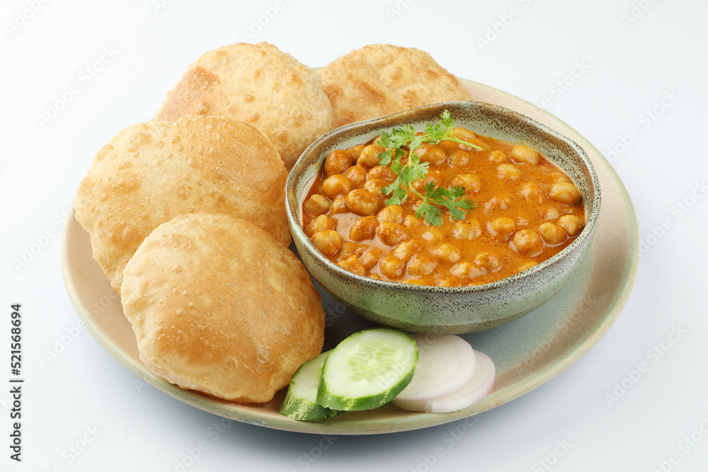 Puri and Chole traditional Indian food Stock Photo | Adobe Stock
