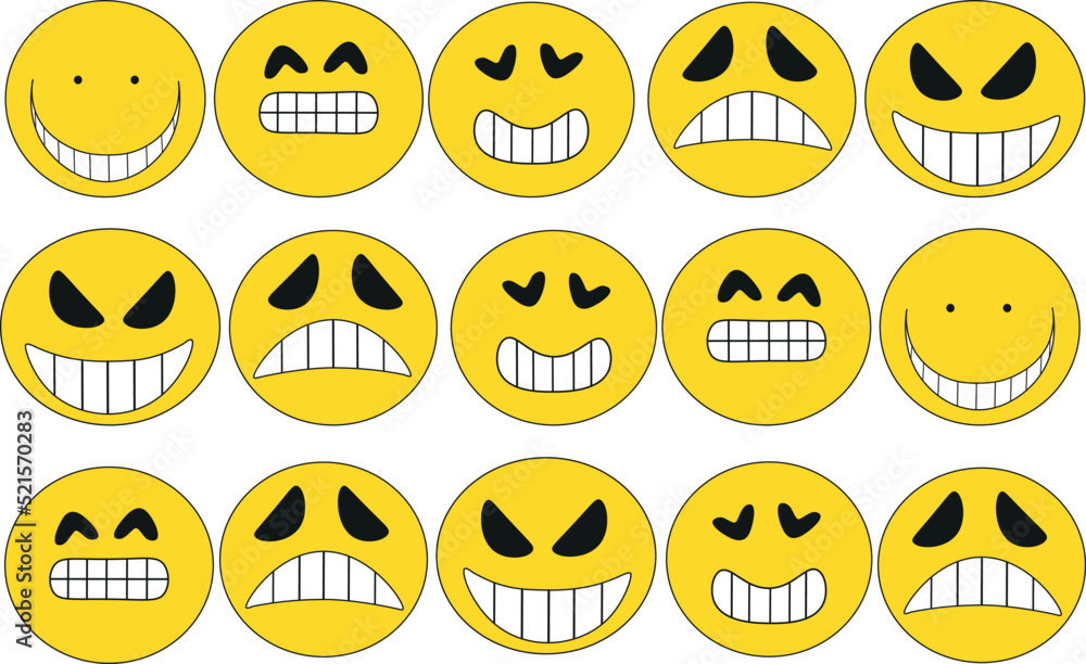 ilustración rostros felices, estados de ánimo, emociones y sensaciones ...
