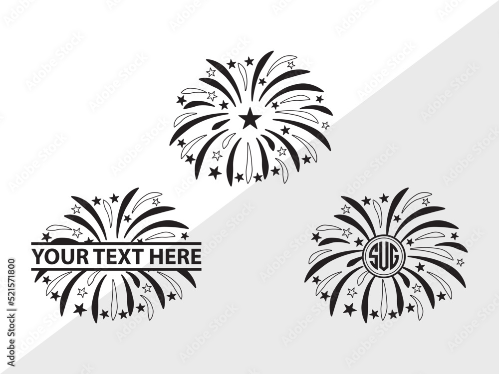 Vetor do Stock: Fireworks Monogram SVG | Fireworks Rocket Svg ...