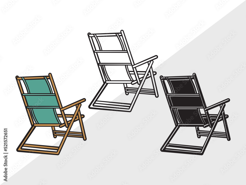 Folding Beach Chairs Clipart SVG Cut File, Lawn Chair Svg, Folding ...
