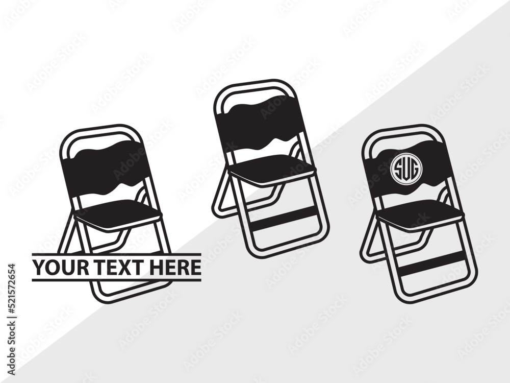 Folding Beach Chairs Monogram SVG Cut File, Lawn Chair Svg, Folding ...