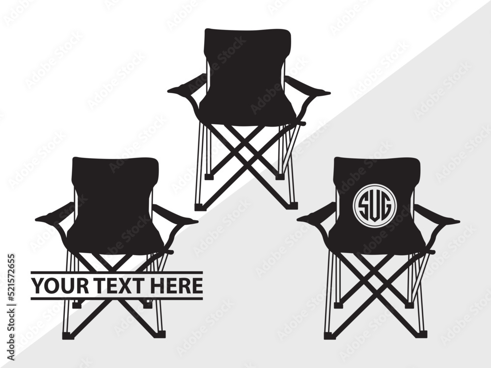 Vetor do Stock: Folding Beach Chairs Monogram SVG Cut File, Lawn Chair ...