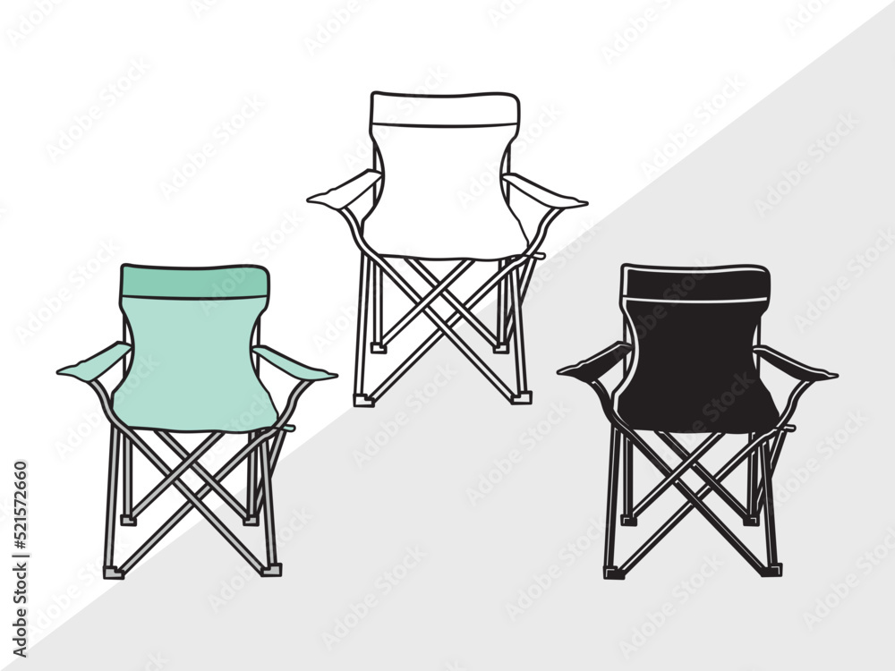 Folding Beach Chairs Clipart SVG Cut File, Lawn Chair Svg, Folding ...