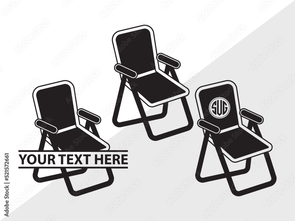 Folding Beach Chairs Monogram SVG Cut File, Lawn Chair Svg, Folding ...