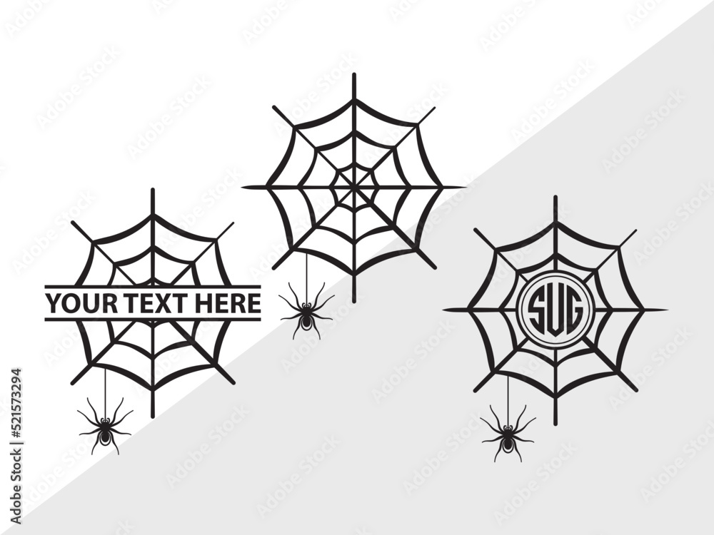 Spider Web Monogram SVG | Spider Svg | Cobweb Svg | Halloween Spider ...