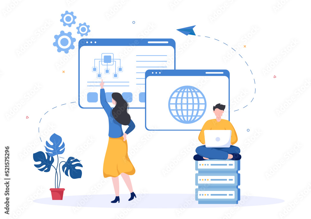 ISP or Internet Service Provider Cartoon Illustration with Keywords and ...