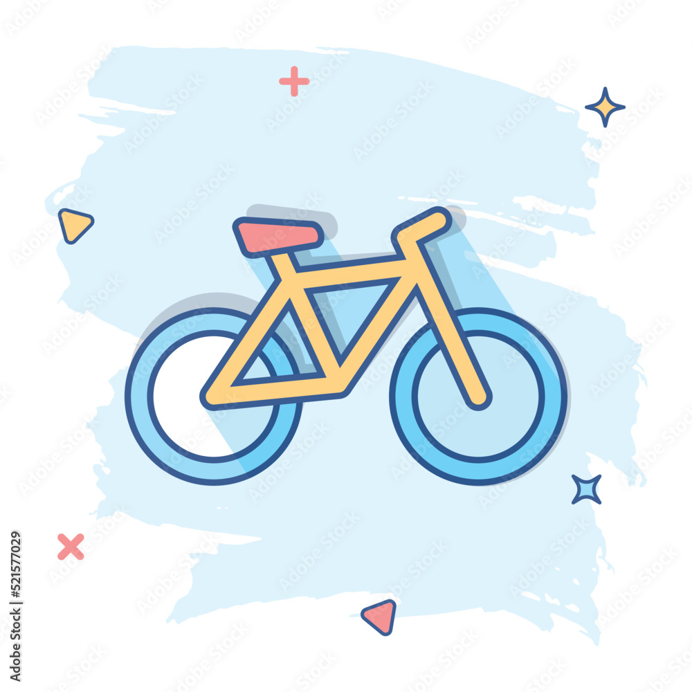 Cartoon bike icon in comic style. Bicycle sign illustration pictogram ...