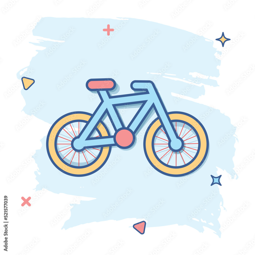 Cartoon bike icon in comic style. Bicycle sign illustration pictogram ...