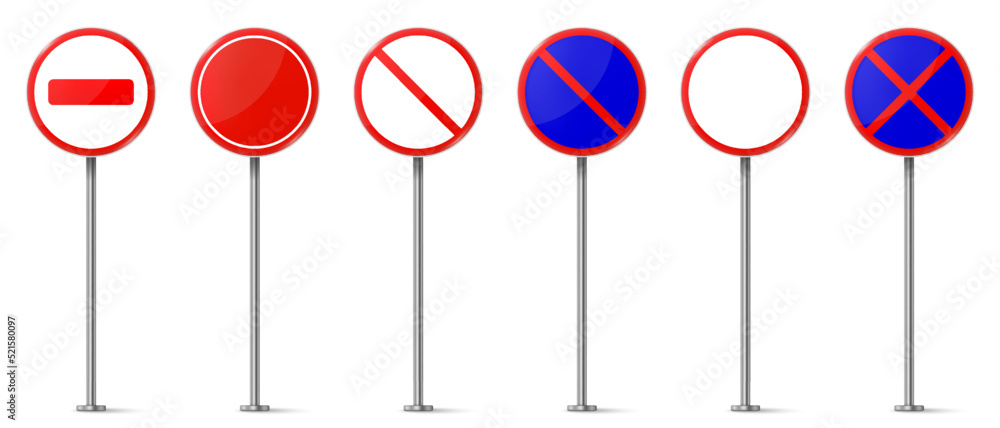 Regulatory signs. Road signs. Traffic signs. Directing signboard. Stock ...