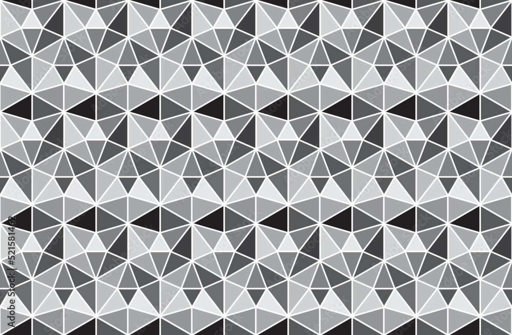 Abstract triangular mosaic tiles repeating pattern in black, and gray ...