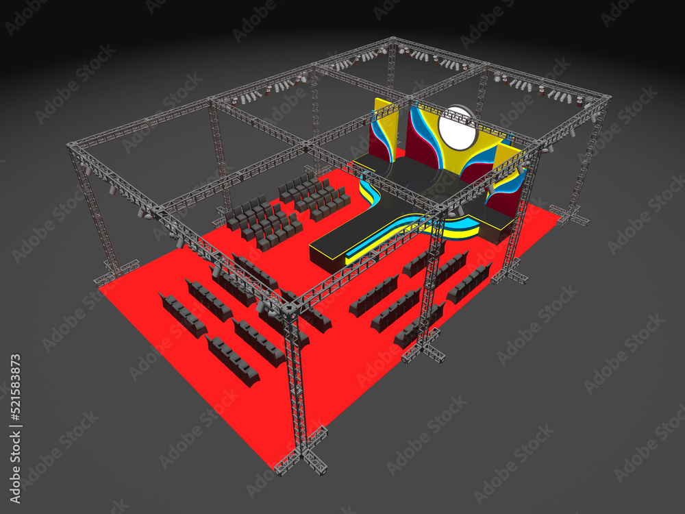 3d illustration stage floor rigging truss system construction lighting ...