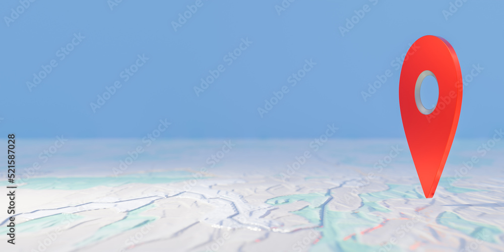 Red pin, point on the abstract noname map. concept of tourism and ...