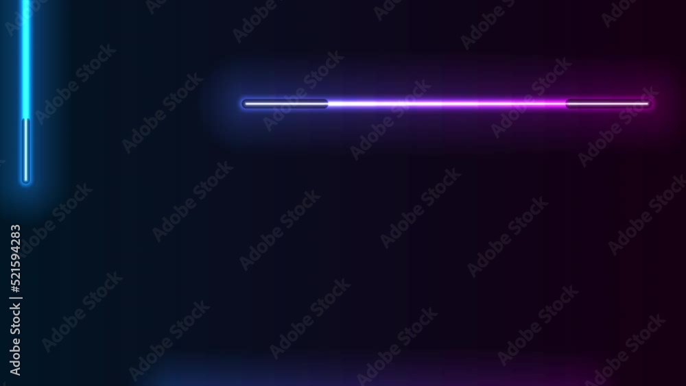 Blue purple neon laser lines abstract futuristic background. Seamless looping retro technology ...