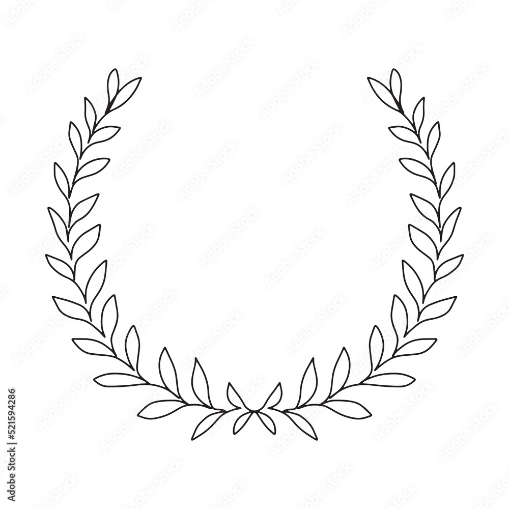 Hand drawn vector laurel wreath. Botanical round frame for invitations ...