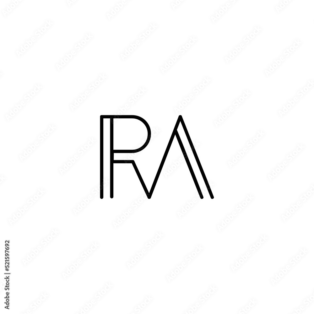 RA AR Logo Design, Editable in Vector Format in Black and White Color ...