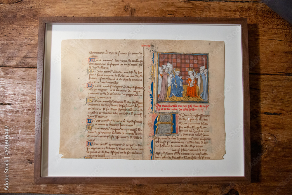 A leaf from Grandes Chroniques painted by Perrin Remiet in the late ...