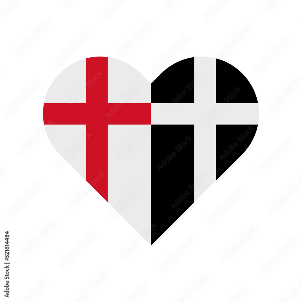 heart shape icon with england and cornwall flags. vector illustration ...
