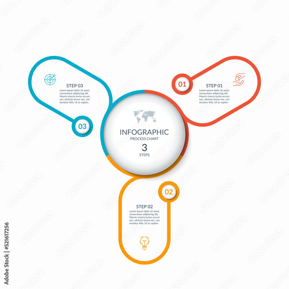 Infographic round chart with 3 steps, parts, options, processes. Vector ...