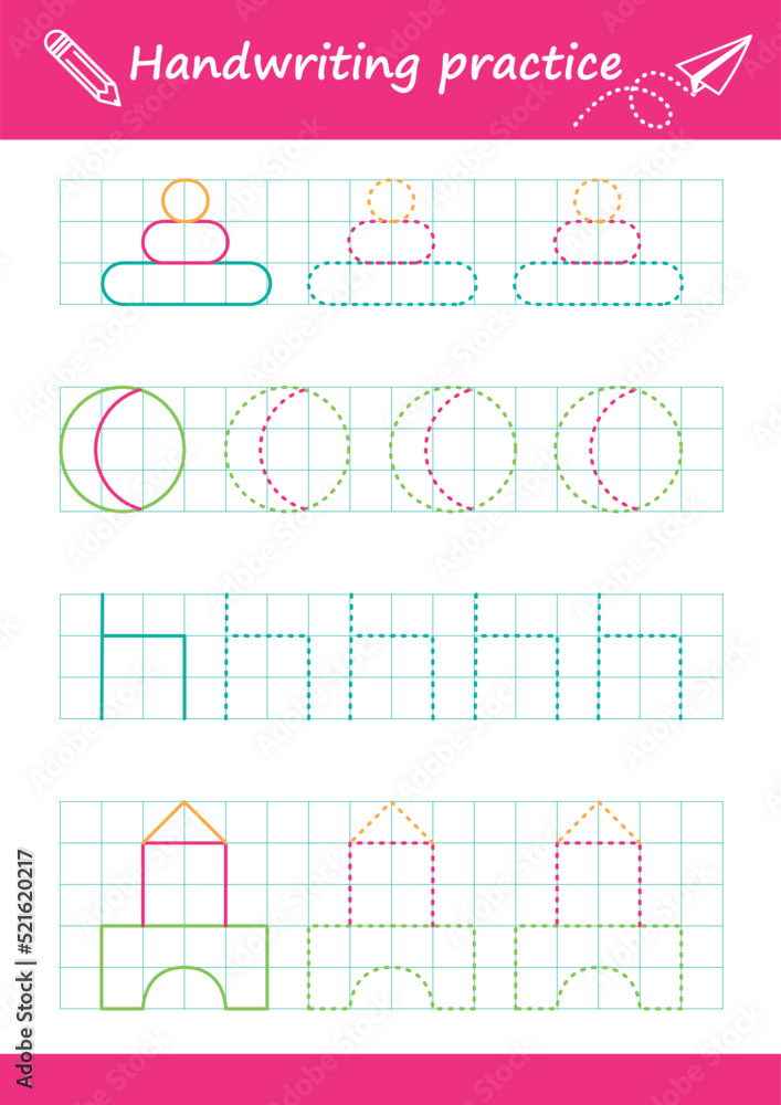 Trace line worksheet for kids. Basic writing. Working pages for ...