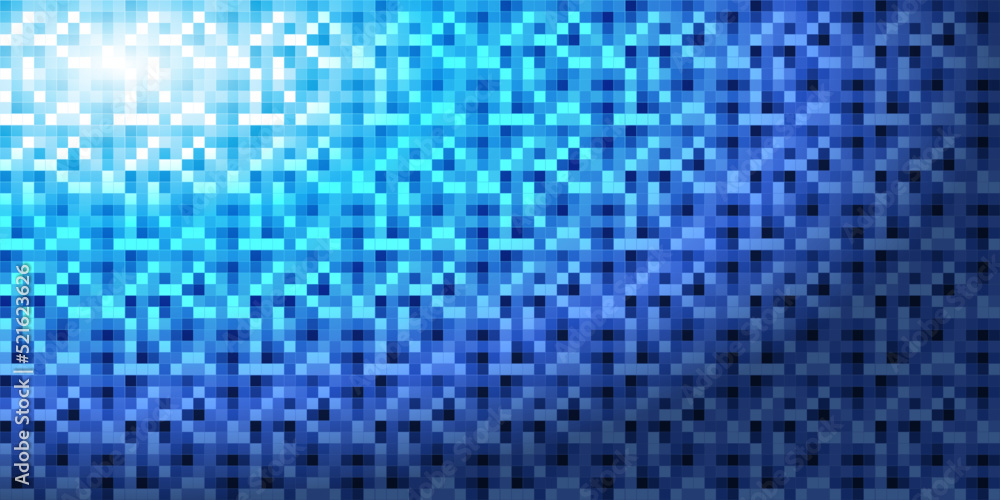 Simple Lit Pixelated Tiles Colored in Shades of Blue - Geometric Shapes ...