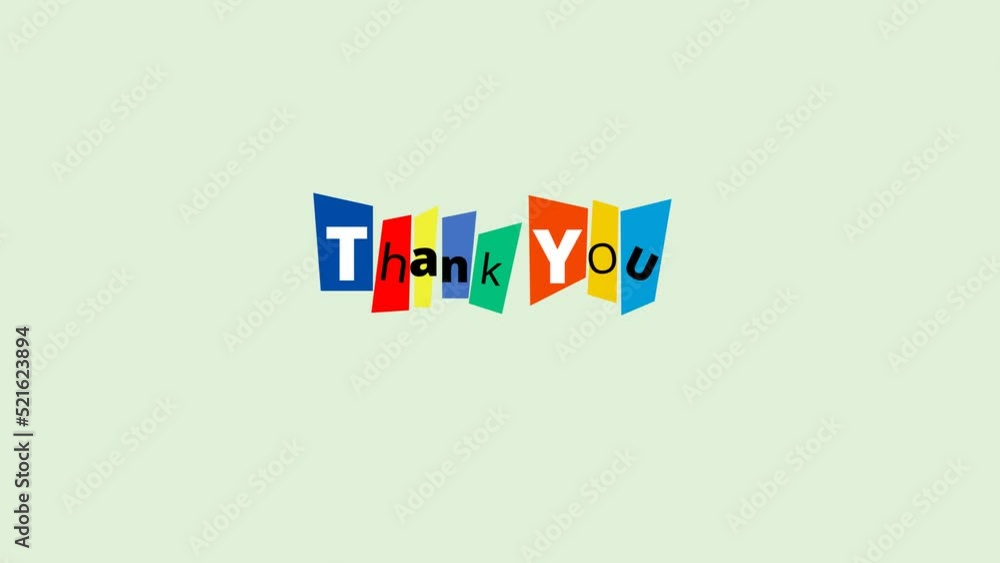Greeting Thank You text animation colorful with fall down font ...