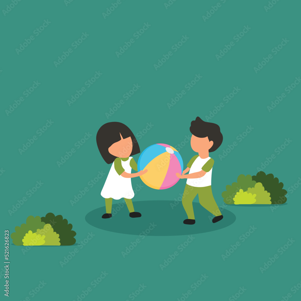 Simple Vector illustration background about Kids girl and boy brother ...