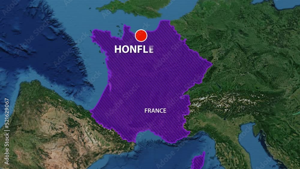 Designation of the borders of France on the map and the mark of the ...