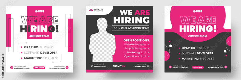 We are hiring job vacancy social media post banner design template with ...